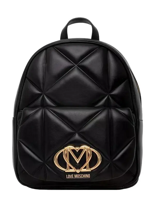 Moschino Quilted Logo Plaque Backpack - Black