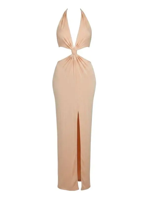 Suyty Formidable Maxi Dress With Plunging Neckline And Cut-out Detail - Black
