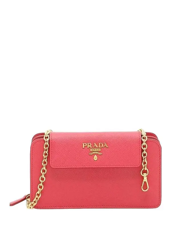 Prada Logo Details Shoulder Bag - Red