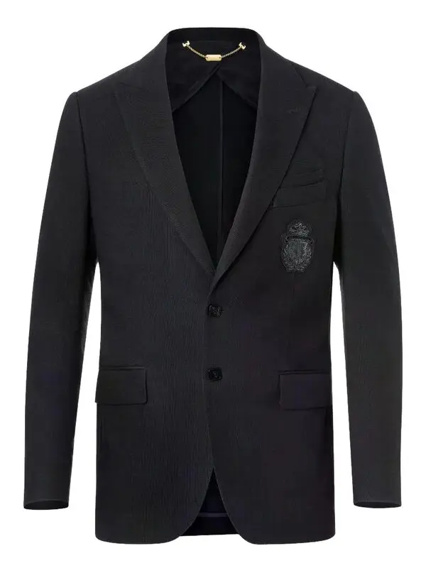 BILLIONAIRE Constant Crest-patch Single-breasted Blazer - Blue