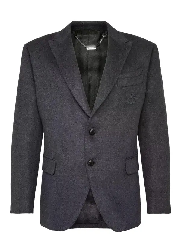 BILLIONAIRE Logo-embroidered Single-breasted Blazer - Grey