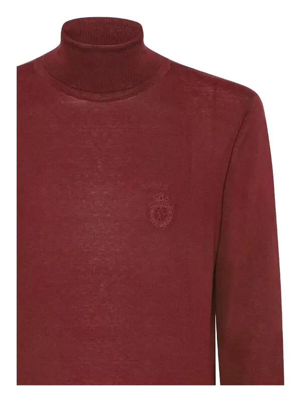 BILLIONAIRE Crest-embroidered Roll-neck Sweater - Red