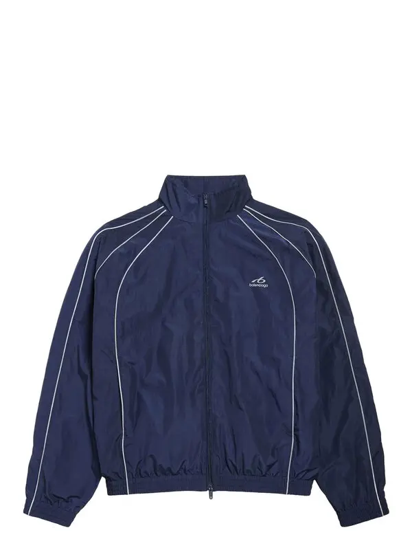 Balenciaga Dark Navy Techno Cotton Poplin Track Jacket - Blue