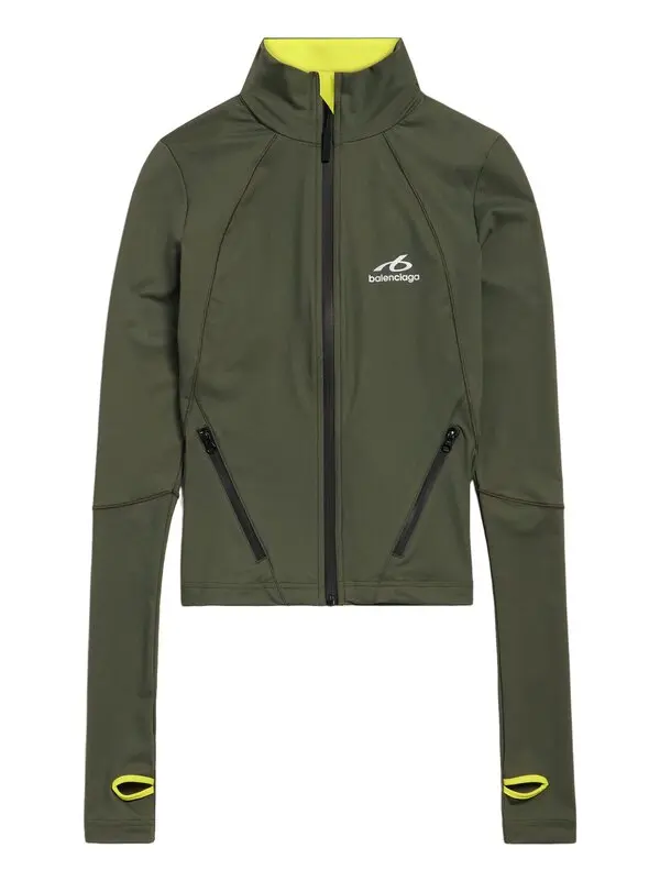 Balenciaga Techwear Fitted Zip-up Top With Reflective Artwork - Green