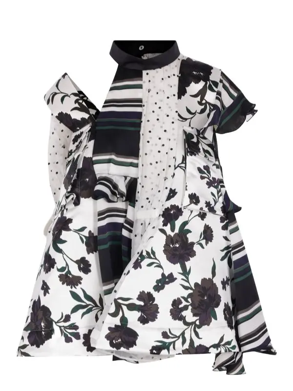 Sacai Floral-print Patchwork Blouse - White