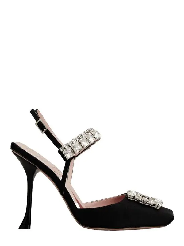 ROGER VIVIER Slingback Pumps With Rhinestone Buckle - Black