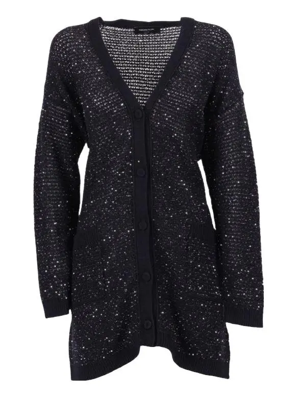 Fabiana Filippi V-neck Sequined Oversized Cardigan - Blue