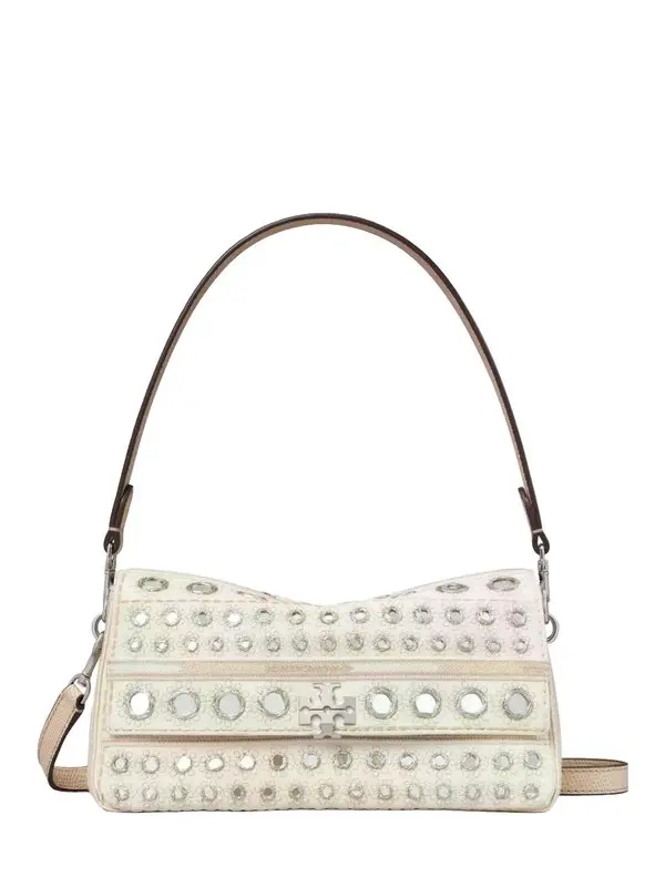 Tory Burch Small Charlie Embellished Shoulder Bag - Neutrals
