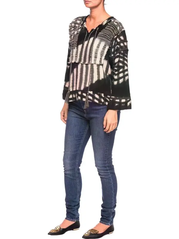 ONETEASPOON Santorini Tie-dye Embroidered Blouse - Black