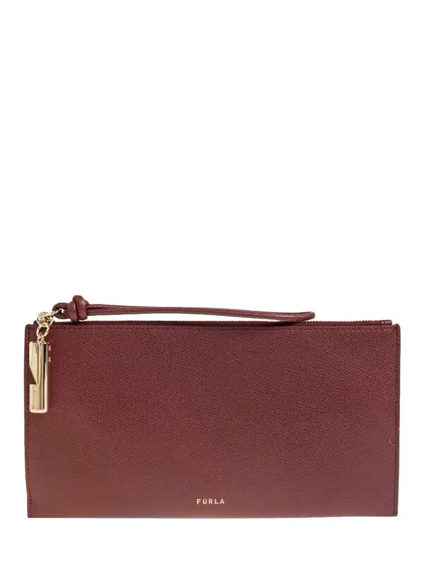 Furla Grained Leather Clutch Bag - Red