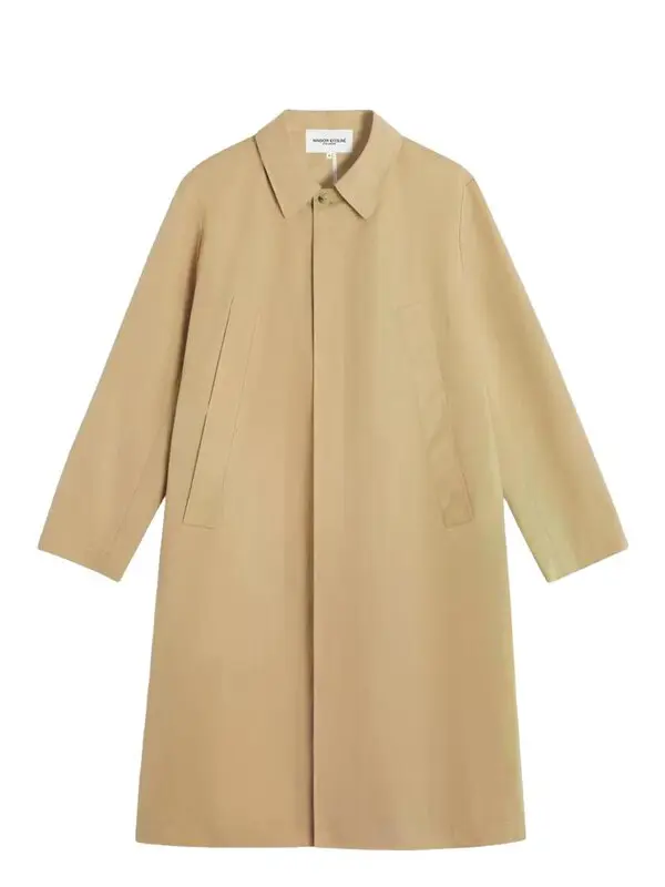 Maison Kitsuné Logo Plaque Concealed Fastening Coat - Neutrals