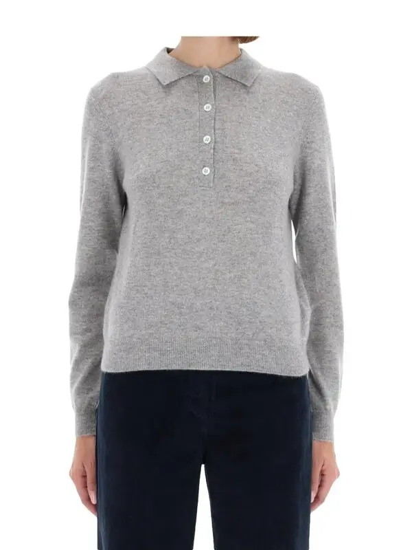 Aspesi Long Sleeved Polo Jumper - Gray