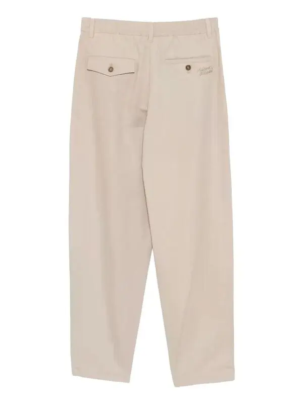 Maison Kitsuné Elasticated Waist Pleat Trousers - Brown