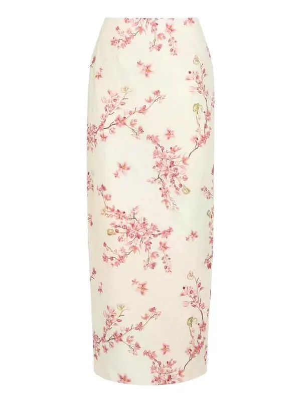 Agua Bendita Lirica High-waisted Midi Skirt - Neutrals