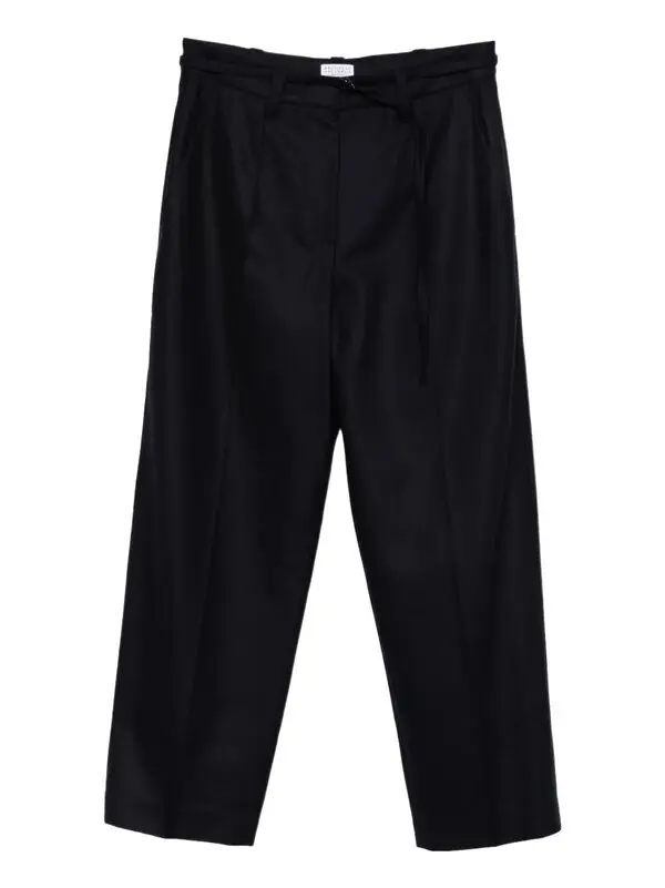 Brunello Cucinelli Pleated Wool Trousers - Black