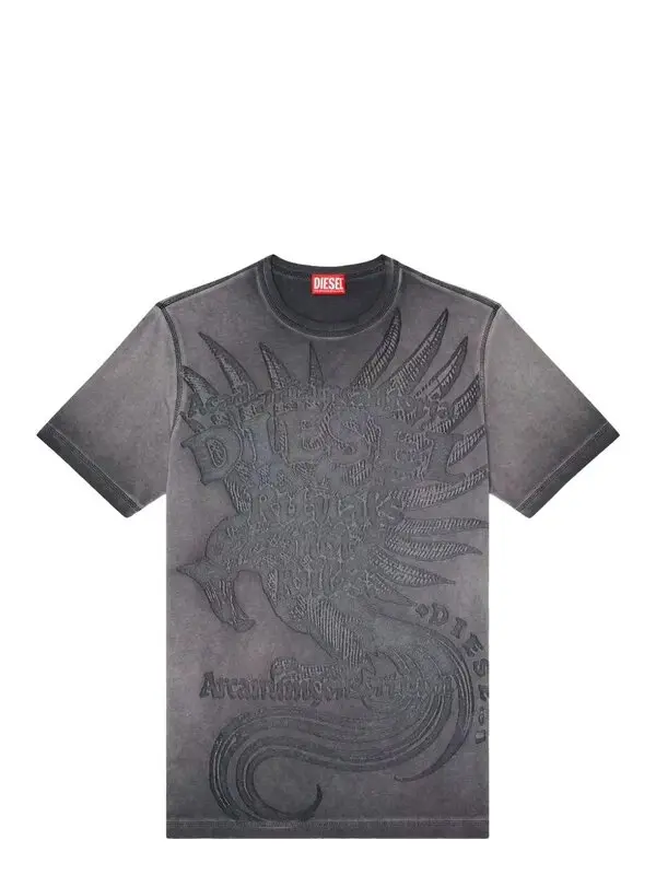 DIESEL® Jersey T-shirt With Embossed Graphic - Grey
