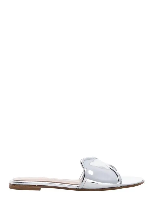 GIANVITO ROSSI Metallic Round Toe Slides - White