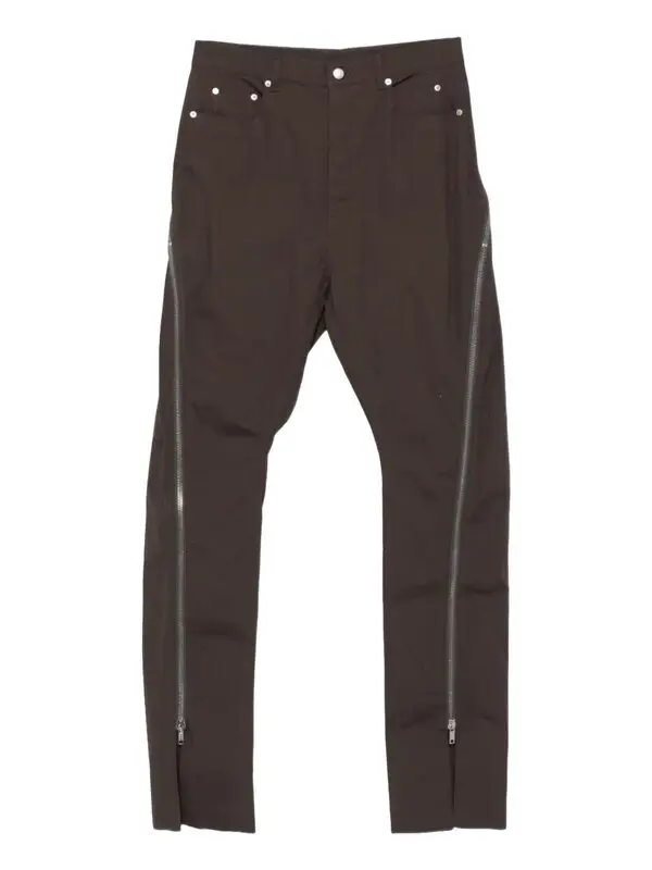 Rick Owens Straight Fit Pants With Zip Detail - Dark Brown