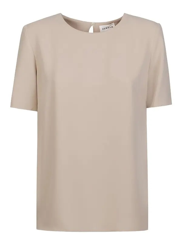 P.a.r.o.s.h Round-neck Blouse With Back Keyhole Detail - Nude