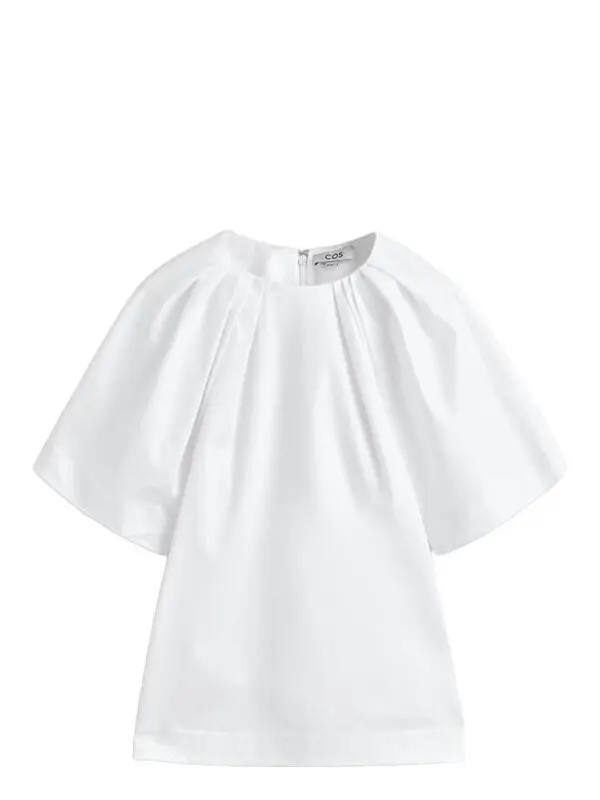 Cos Gathered Short-sleeved Cotton Top - White