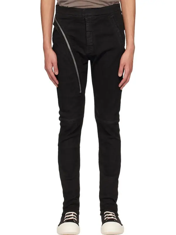 Rick Owens Low-rise Tapered Jeans With Asymmetrical Zip - Black