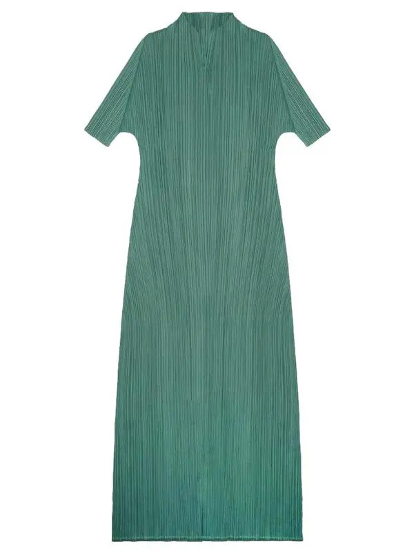 Issey Miyake March Short-sleeve Midi Dress - Green