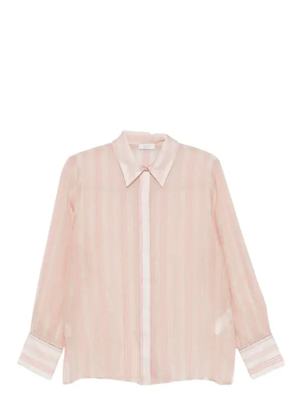 Peserico Striped Shirt With Pointed Collar And Buttoned Cuffs - Pink
