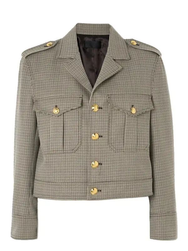 NILI LOTAN Houndstooth Short Jacket - Nude