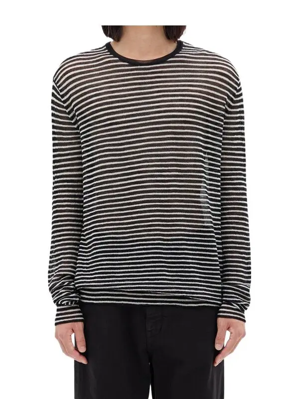 ANN DEMEULEMEESTER Racin Crew Neck Light Sweater - Black, White