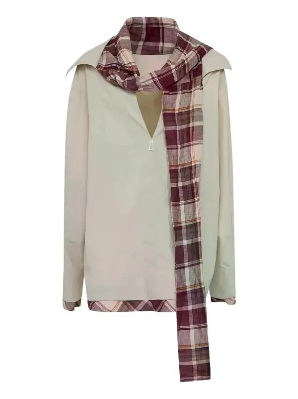 MARBELL Hailey Check-panel Shirt - Neutrals