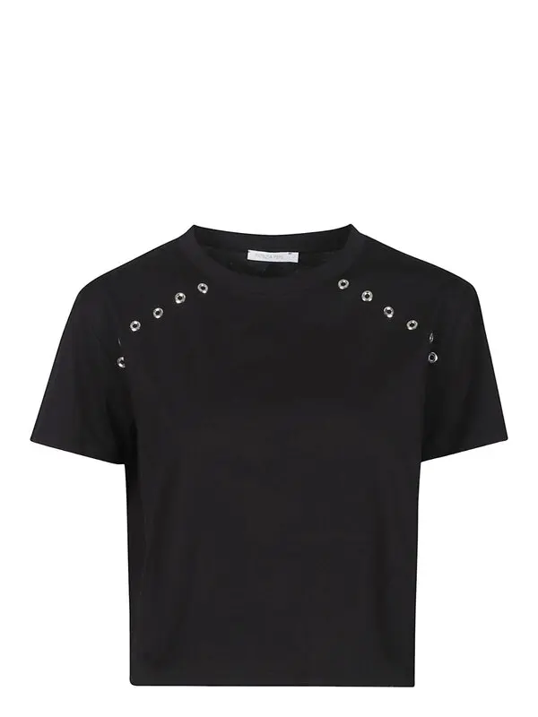 Patrizia Pepe Eyelet Embellished T-shirt - Black