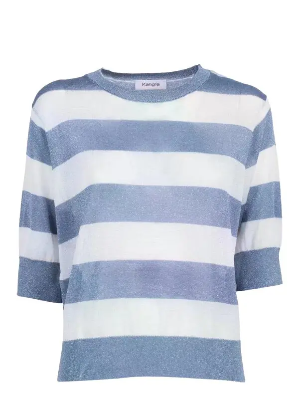 KANGRA Striped Lurex-knit Sweater - Blue