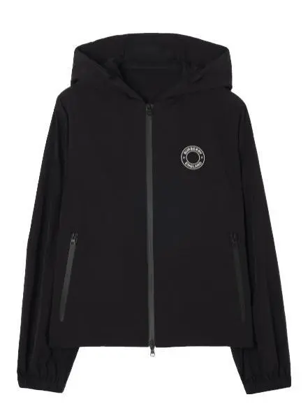 Burberry Logo Graphic Nylon Hooded Jacket - Black