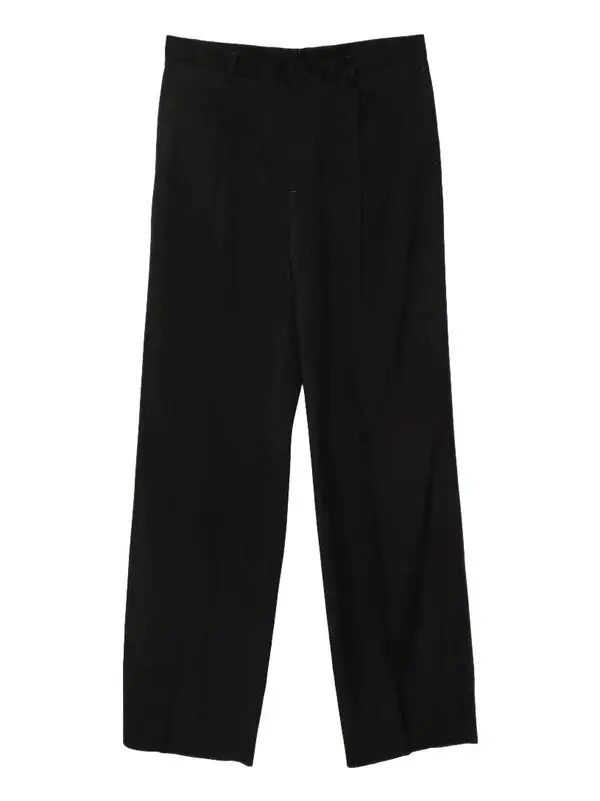 LARDINI Pressed-crease Wide-leg Trousers - Black