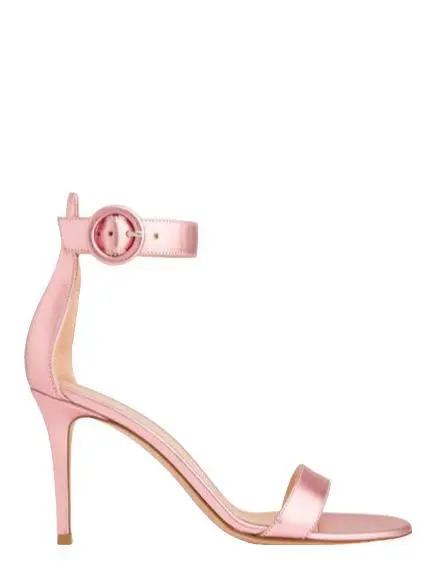 GIANVITO ROSSI High-heeled Open-toe Sandals With Ankle Strap And Round Buckle - Pink