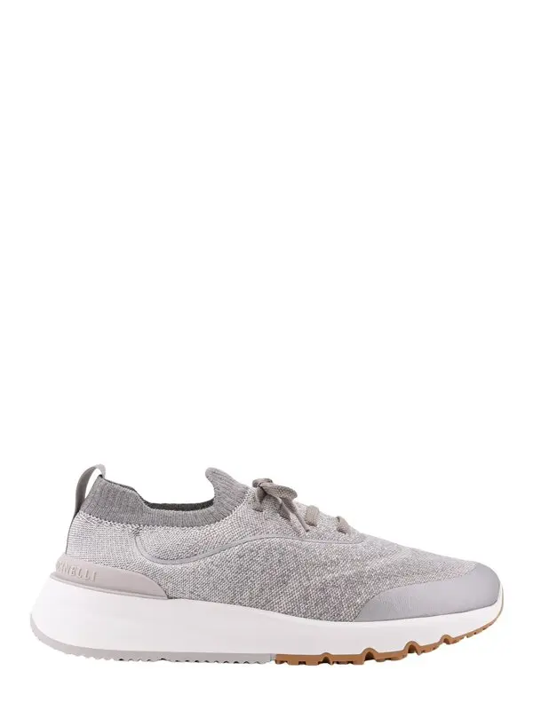 Brunello Cucinelli Knitted Lace-up Sneakers - Grey