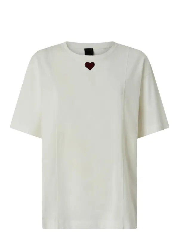 Pinko Heart Embroidered T-shirt - White