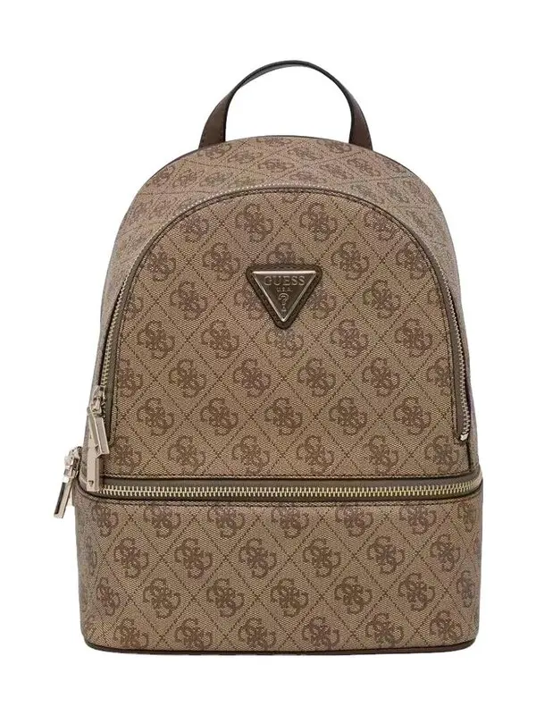 Guess Mini Follie Monogram-print Logo Plaque Backpack - Neutrals