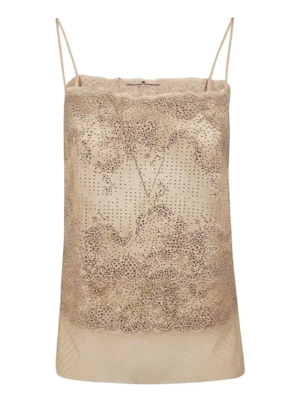 Ermanno Scervino Embellished Lace Vest - Nude