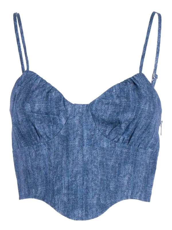 Ermanno Scervino Spaghetti Strap Top With Wavy Hem - Blue