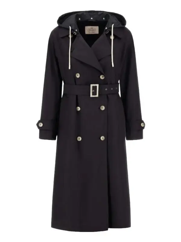 Herno Removable Hood Trench Coat - Black