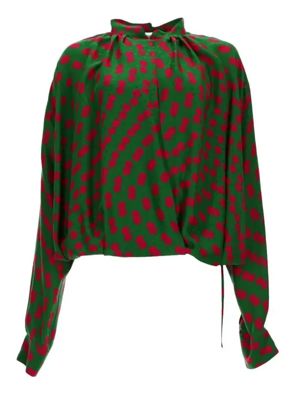 Dries Van Noten Polka-dot Wrap Blouse - Green
