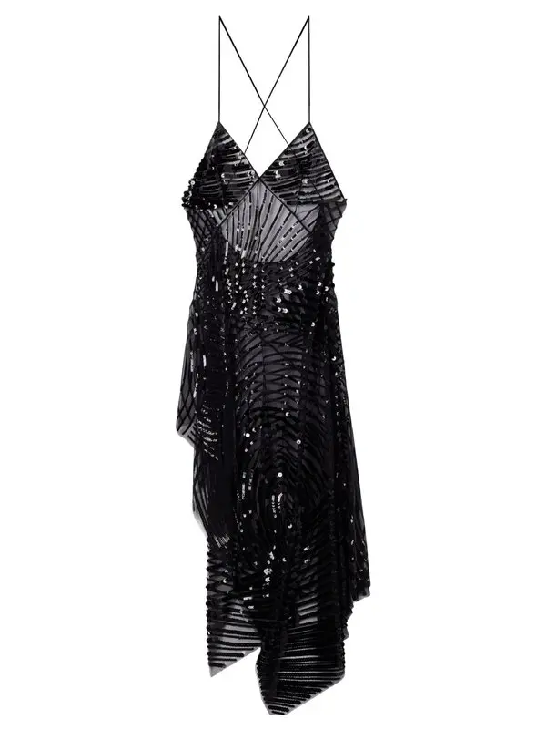 Emilio Pucci Embroidered Tulle Sequined Maxi Dress - Black