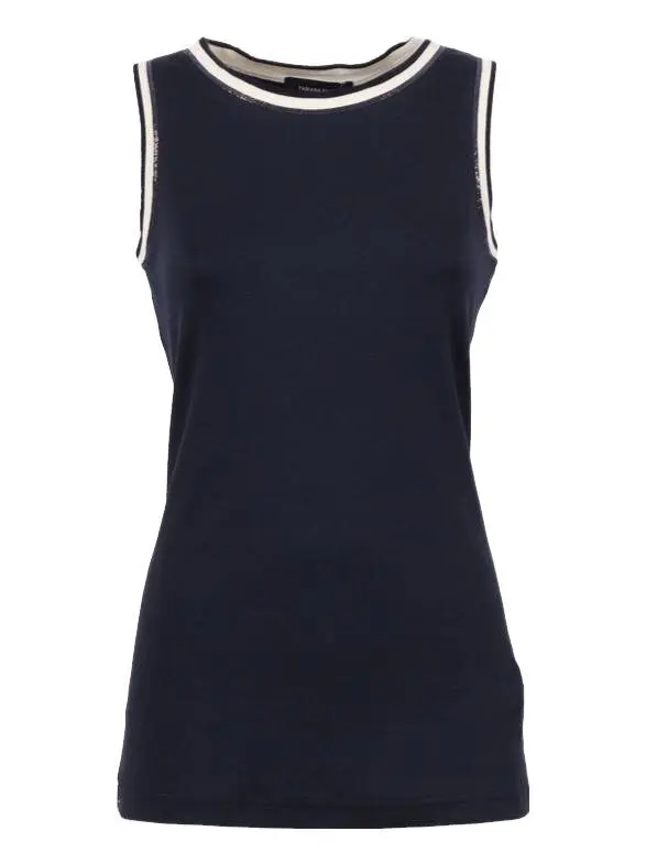Fabiana Filippi Embellished Trim Ribbed Tank Top - Blue