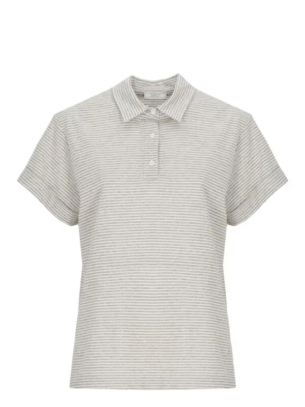 Peserico Striped Short-sleeve Polo Shirt - White