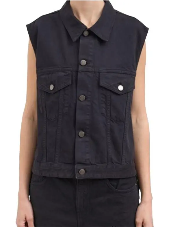 HAIKURE Sleeveless Vest With Button Closure And Chest Pockets - Black