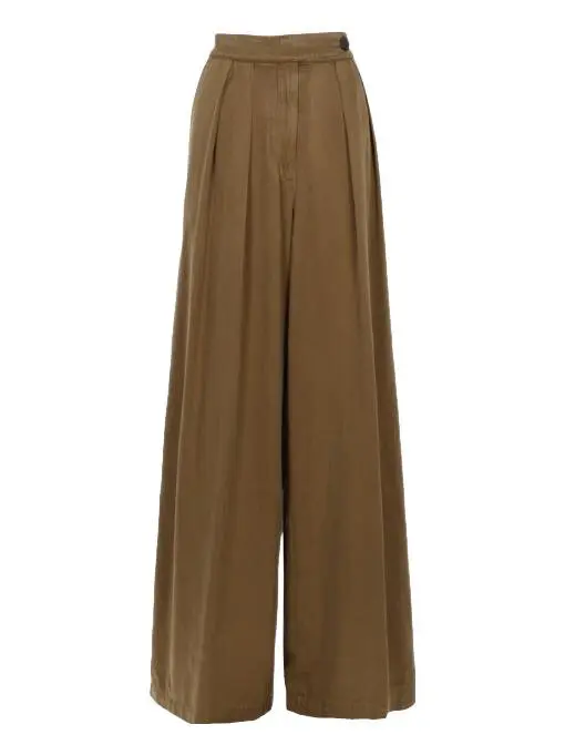 Dries Van Noten Wide Leg Pleated Trousers - Brown