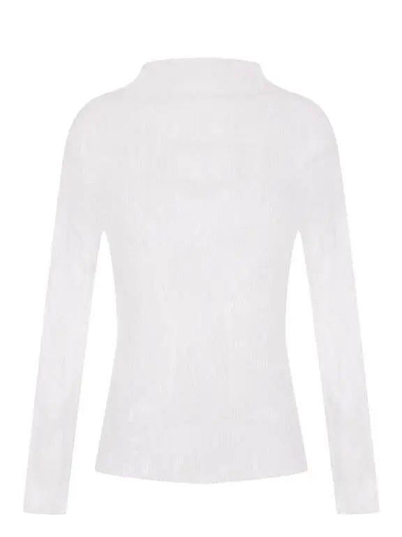 Issey Miyake Pleated Long-sleeve High-neck Top - White