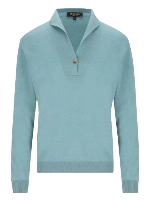 Loro Piana Long-sleeved Cashmere Polo Sweater - Light Blue