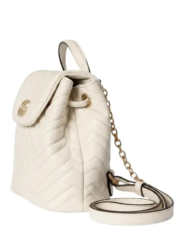 Gucci Matelassé Chevron Nappa Leather Mini Backpack - White